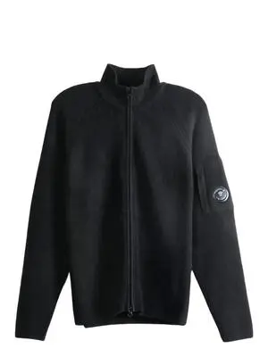 C.P. COMPANY Zip-up Cardigan With Lens Detail - Black