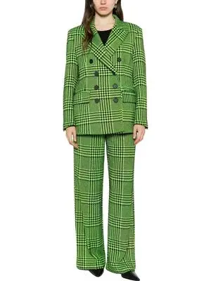 Liviana Conti Double-breasted Checked Blazer - Green