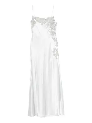 Carine Gilson Lace-trim Silk Nightdress - Grey