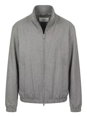 LARDINI High-neck Zip-up Wool Jacket - Grey