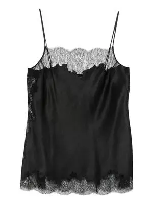 Carine Gilson Lace-trim Silk Top - Black