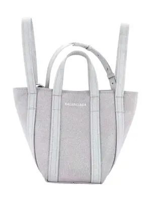 Balenciaga Everyday 2.0 North South Tote Glitter Fabric Xs Satchel - Metallic
