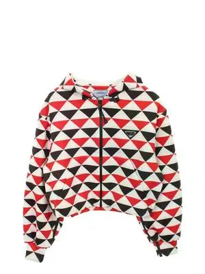 Prada Triangle-pattern Enamel Logo Zip-up Jacket - White