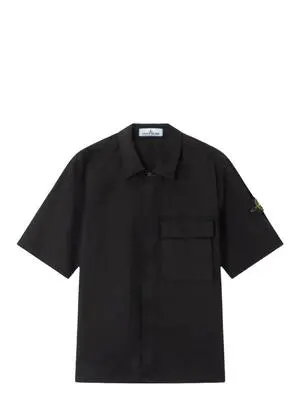 Stone Island Logo-patch Short-sleeve Shirt - Black