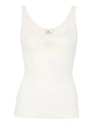 Elisabetta Franchi Ribbed-knit Logo-patch Vest - Neutrals