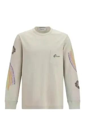 GOLDEN GOOSE Graphic-print Long-sleeve T-shirt - Neutrals