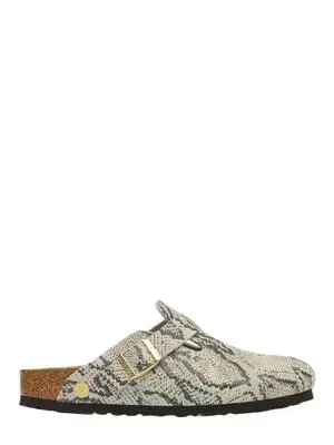 BIRKENSTOCK Boston Snake-print Mules - Neutrals