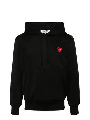 Comme Des Garçons Heart-patch Hoodie - Black
