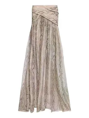 Elie Saab Python-print Silk Maxi Skirt - Neutrals