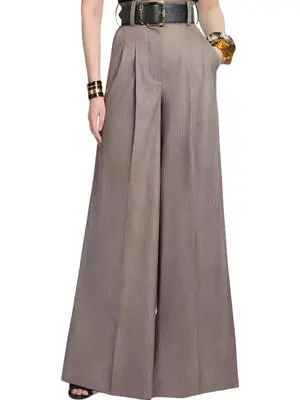 Elie Saab Pleated Twill Trousers - Brown