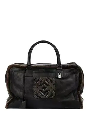 Loewe Shearling-trimmed Leather Bag - Black