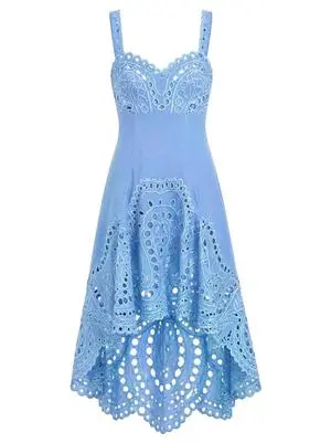 Charo Ruiz Ibiza Caspian Broderie-anglaise Asymmetric Dress - Blue