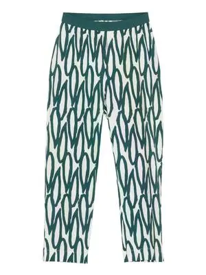 Liviana Conti Abstract Print Elasticated Waistband Cropped Trousers - White