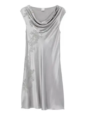 Carine Gilson Lace-trimmed Silk Nightdress - Grey