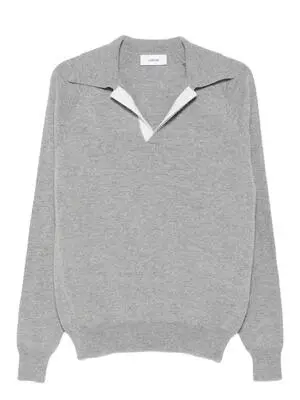 LARDINI Contrast-trim Long-sleeve Sweater - Grey