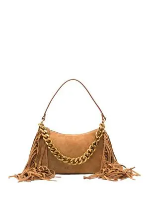 TWINSET Fringed Trim Chain-link Shoulder Bag - Brown