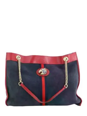 Gucci Rajah Chain Suede Large Tote Bag - Blue
