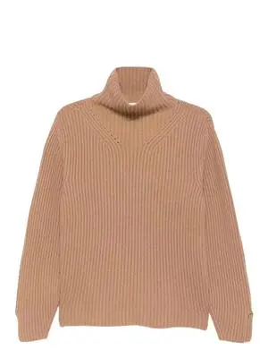 Liviana Conti Ribbed Knit Turtleneck Sweater - Brown
