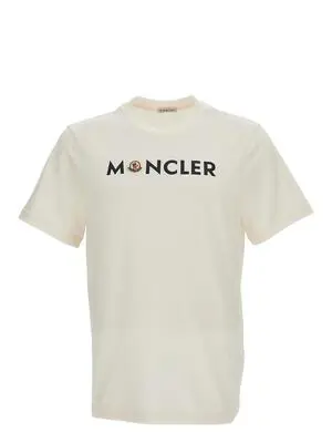 Moncler Maglietta Logata In Cotone - Bianco