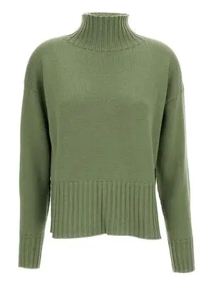 DRUMOHR Merino Wool Turtleneck Sweater With Kimono Sleeves - Verde