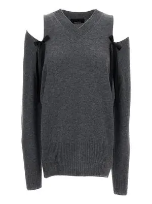 Simone Rocha Cashmere Sweater With A V-neck And Bows - Grey