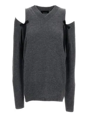 Simone Rocha Cashmere V-neck Sweater With Bow Embellishments - Grey