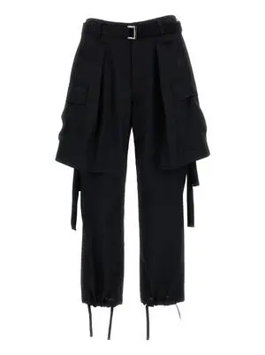 Sacai Wool Blend Cargo Pants - Nero