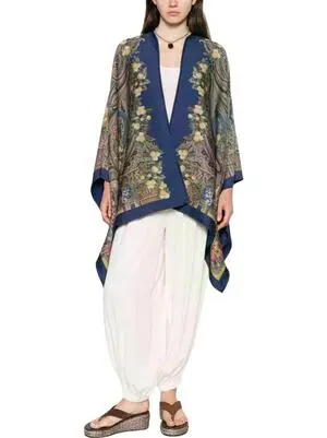 Etro Paisley Print Cape Jacket - Blue