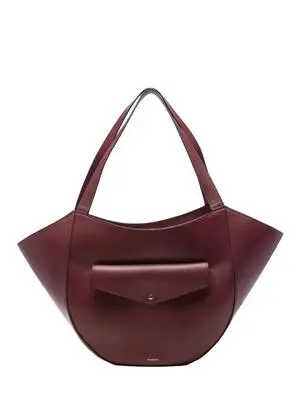 WANDLER Asymmetric Leather Tote Bag - Red