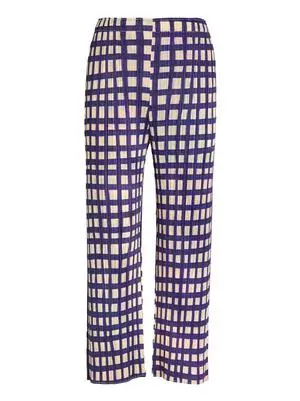 ISSEY MIYAKE Basket Plissé-effect Checked Trousers