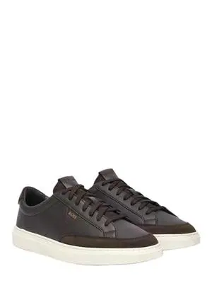 BOSS Panelled Leather Sneakers - Brown