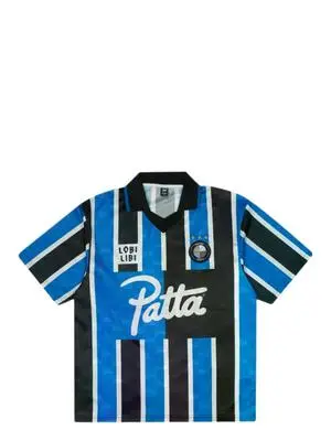 PATTA Stripe-print Football Polo Shirt - Blue