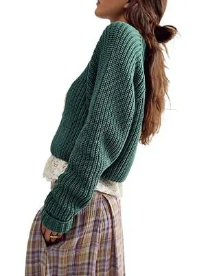 Free People Low Tide Knit Pullover - Green
