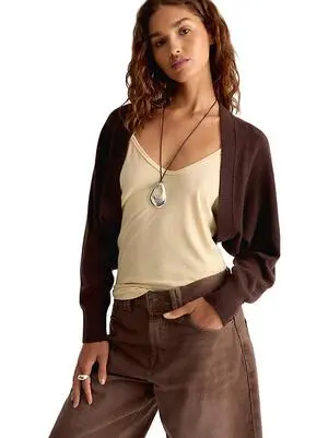 Free People Cashmere Shrug With Batwing Sleeves - Pluto