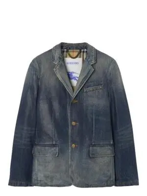 Burberry Coated Denim Tailored Jacket - Medium Blue