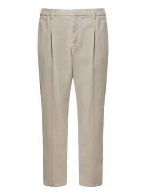 Brunello Cucinelli Brunello Cucinelli Pleated Relaxed Fit Trousers With Monili Embroidery Cool Beige
