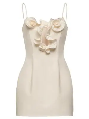 Magda Butrym Magda Butrym Ruffled Floral-Appliqué Mini Dress Cream
