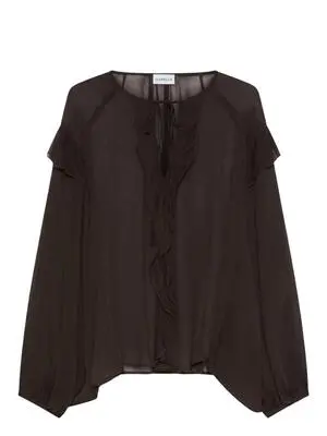 Marella Long-sleeved Ruffle Top - Black