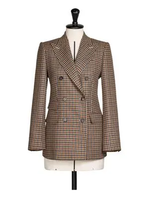Max Mara Long Sleeve Tailored Checkered Blazer - Beige