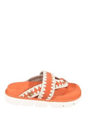 MOU Contrast Stitch Platform Flip Flops