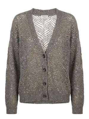 Brunello Cucinelli V-neck Long-sleeved Knit Top - No