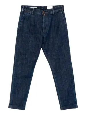 Jacob Cohen Pleated Straight-leg Jeans - Dark Blue