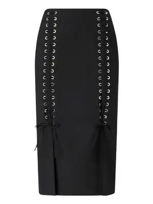 Pinko Lace-up Front-slit Skirt - Black