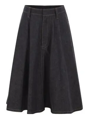 Brunello Cucinelli Brunello Cucinelli Monili-Embellished Flared Midi Skirt No