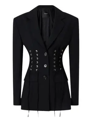 Pinko Slim-fit Bustier Jacket With Lace-up Detail - Black