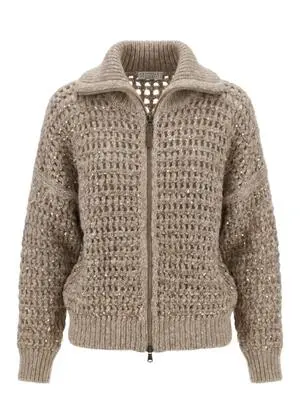 Brunello Cucinelli Dazzling Net Cardigan - Brown