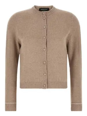 Fabiana Filippi Crewneck Cardigan With Covered Buttons - Beige