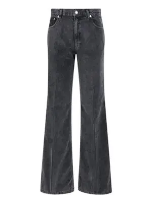 HAIKURE Logo Patch Wide-leg Corduroy Pants - Grey