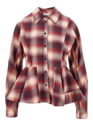GANNI Checked Flannel Shirt - Red