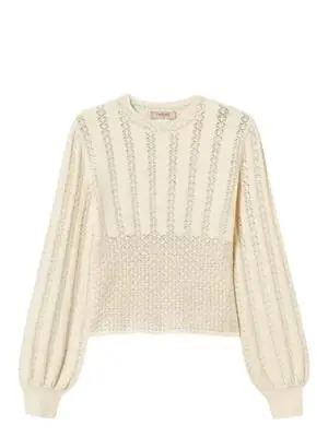 TWINSET Twinset Crew Neck Long Sleeve Cut Out Knit Top No